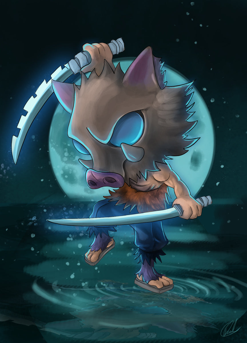 Demon Slayer: Inosuke Hashibira Chibi Digital Art Print – Vibranium ...